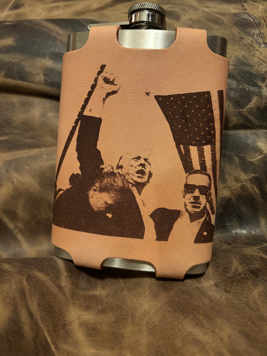 Trump 8oz flask cover – Lincoln's Leathers
